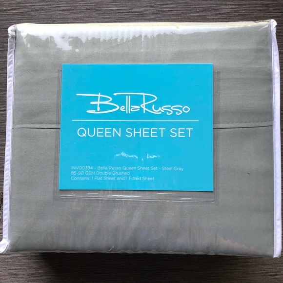 Bella Russo | Bedding | Nwt Bella Russo Steel Gray Queen Sheet Set ...